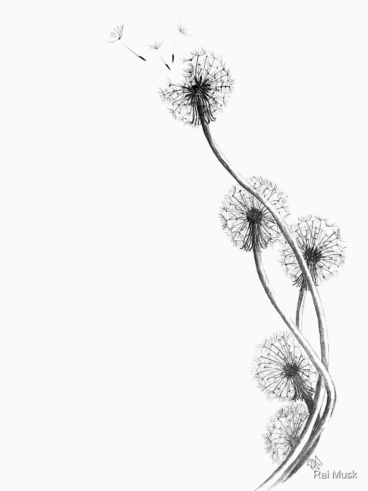 "detailed drawing of dandelion clocks" T-shirt for Sale by RaiMusk ...