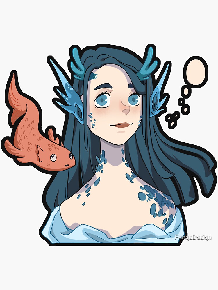 "Sea Nymph and Her Fish" Sticker for Sale by FangsDesign | Redbubble