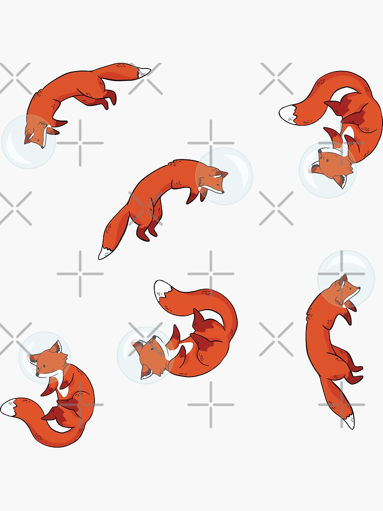 "Foxes Float In Space" Sticker by artado | Redbubble