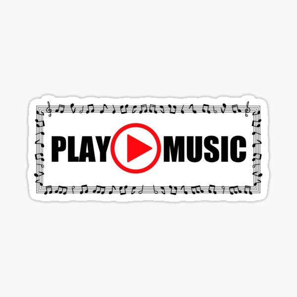 "Play Button music with note and classic style" Sticker by Helmi-Art ...