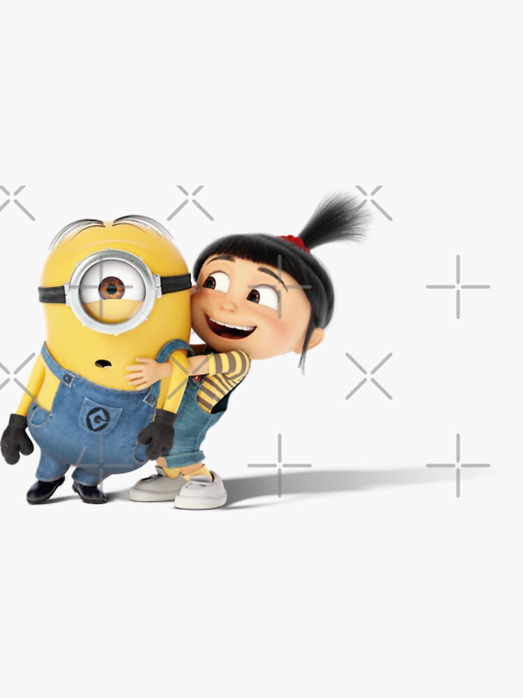 "Agnes hugs funny minon" Sticker for Sale by hedgehog633 | Redbubble