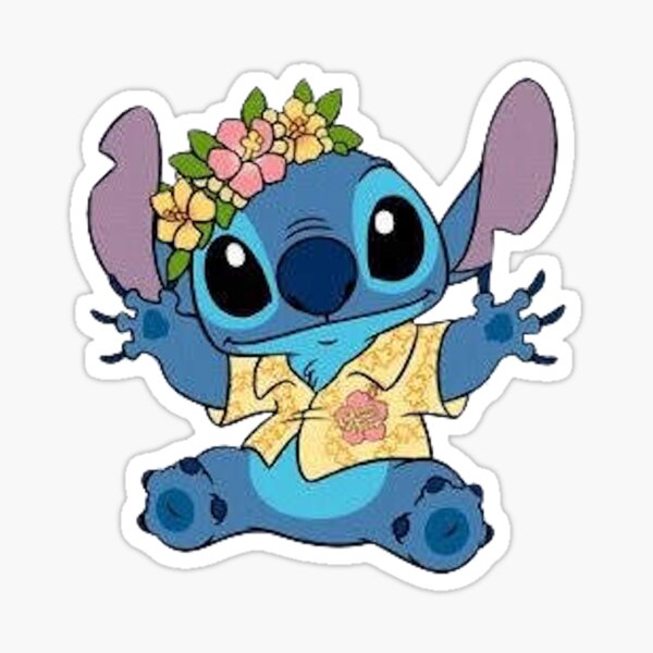 "Stitch flower crown" Sticker for Sale by Andrea Perez | Redbubble