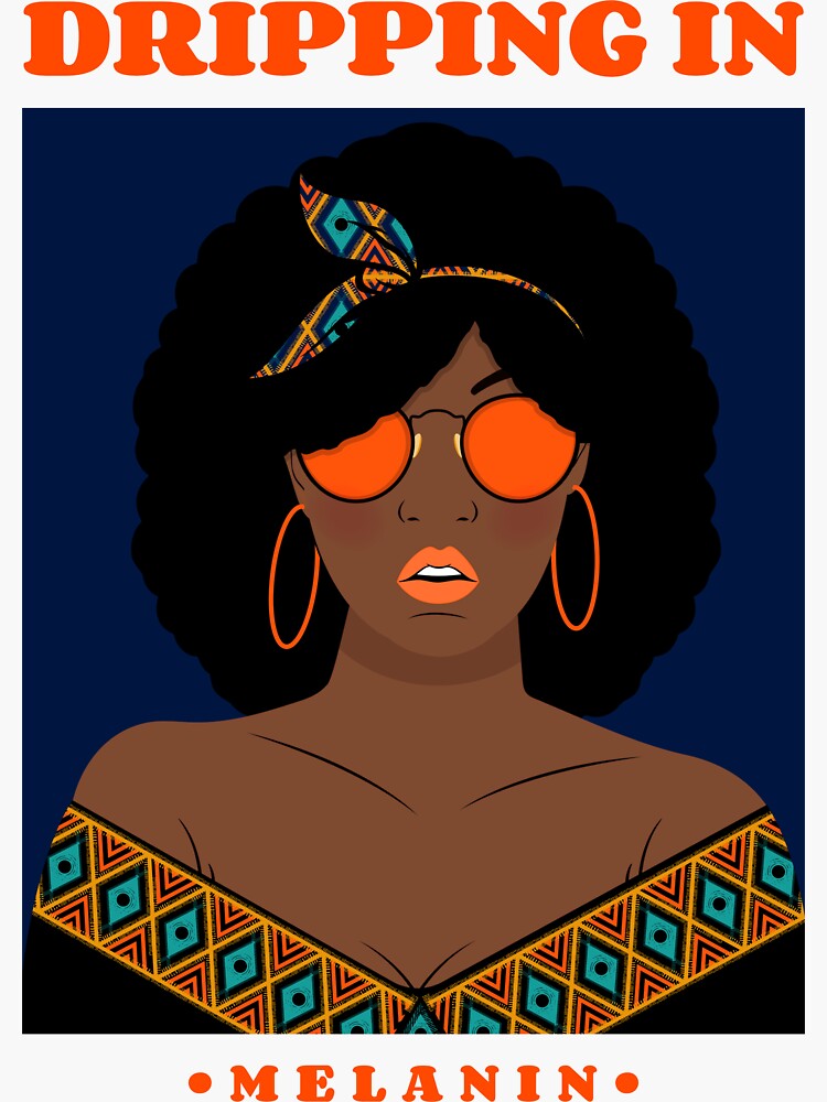 ""Dripping In Melanin"" Sticker for Sale by sevenplusthree | Redbubble