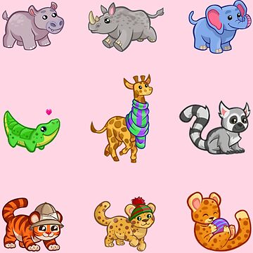 "Mixed Zoo Animals Variety Pack" Sticker for Sale by everything4eva ...