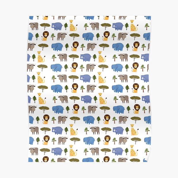 "Big Five Safari Animals cartoon" Poster by TORIGIN | Redbubble