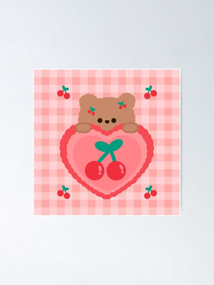 "Little Cherry Bear" Poster by twinklestrokes | Redbubble