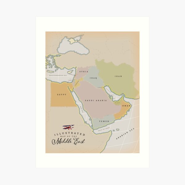 "Illustrated map of the Middle East" Art Print for Sale by ...