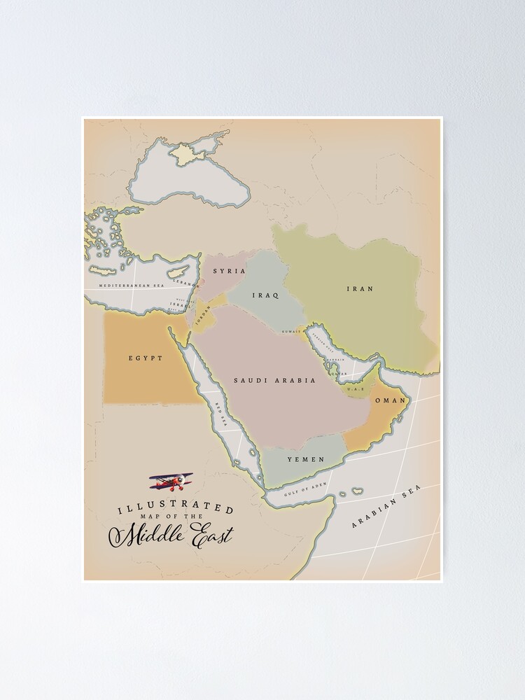 "Illustrated map of the Middle East" Poster for Sale by vectorwebstore ...