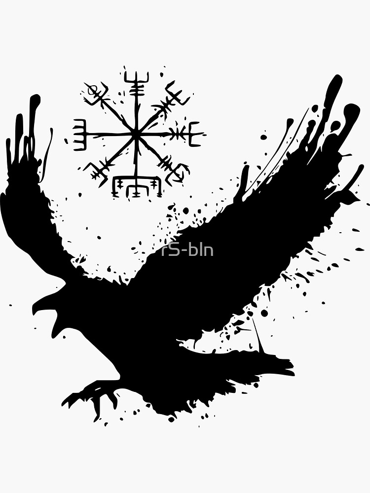 "Rabe & Vegvísir, symbol of Norse mythology" Sticker for Sale by rS-bln ...