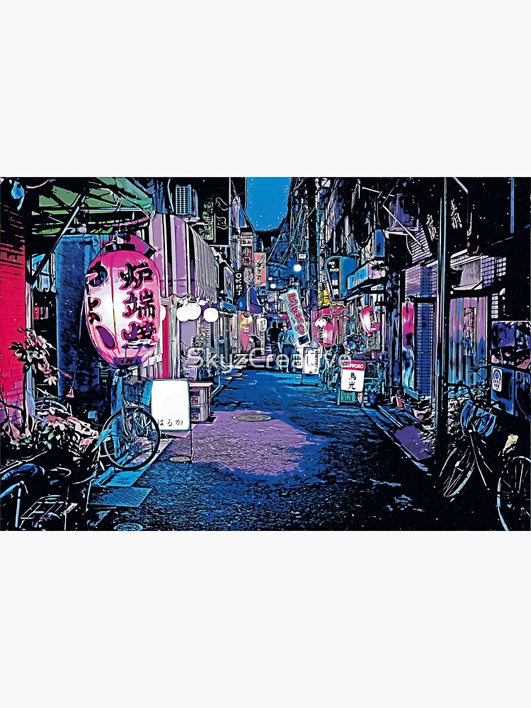 "Tokyo by night-Neon-Drawing-illustration" Sticker for Sale by ...