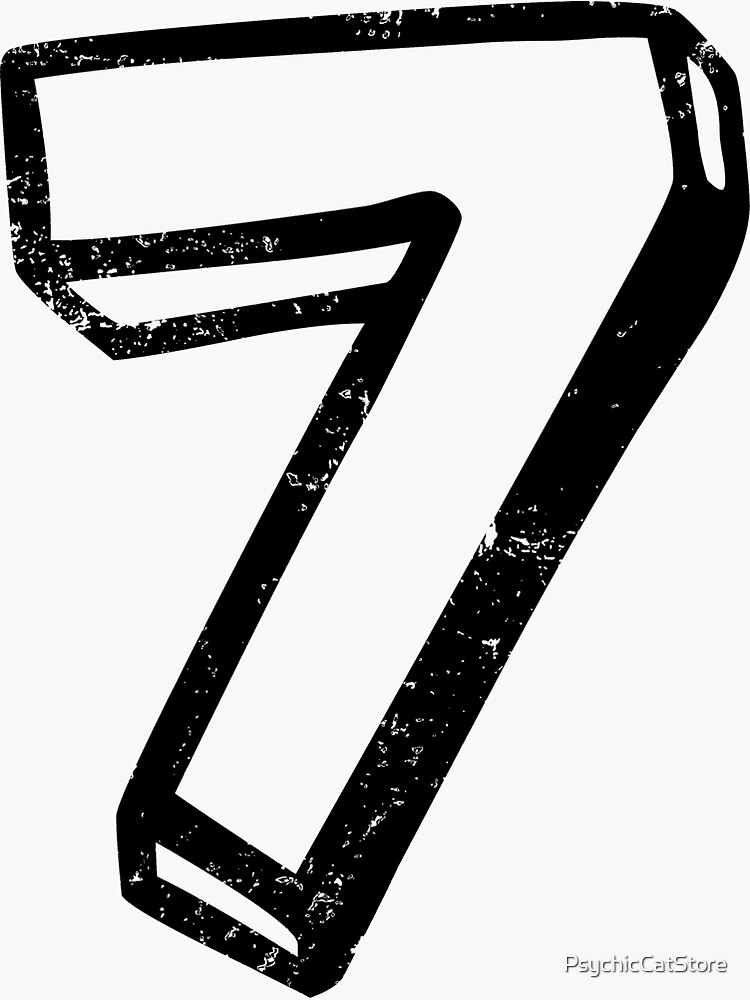 "Seven then number 7 cute fun font distressed vintage" Sticker for Sale ...