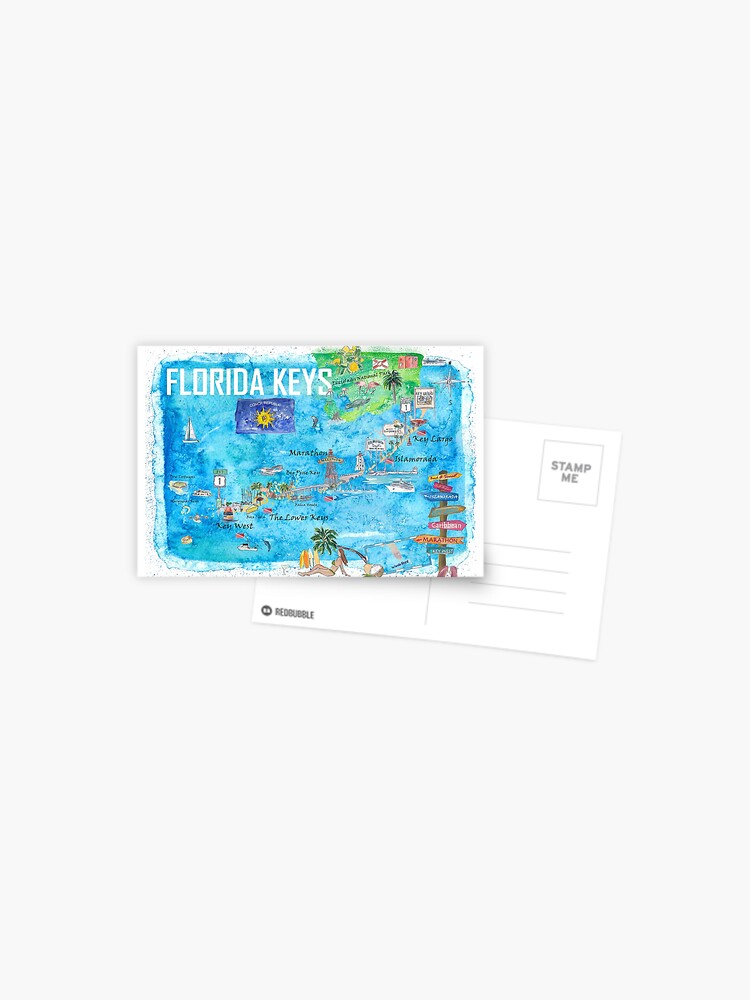 "Florida Keys Key West Marathon Key Largo Illustrated Travel Poster ...