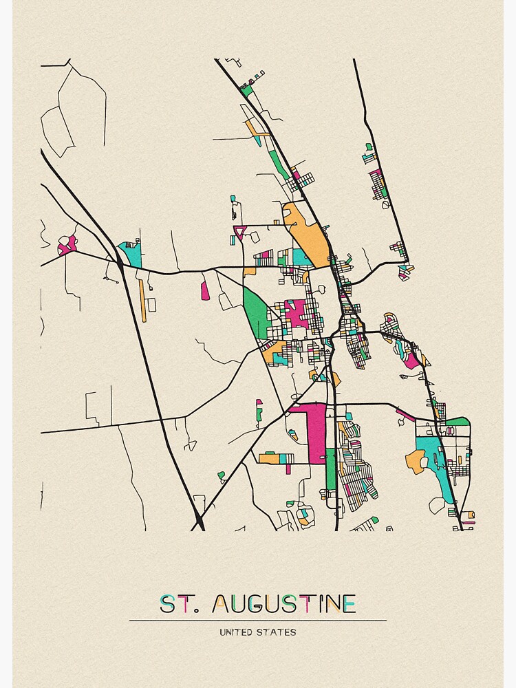 "St. Augustine, Florida Street Map" Sticker for Sale by geekmywall ...