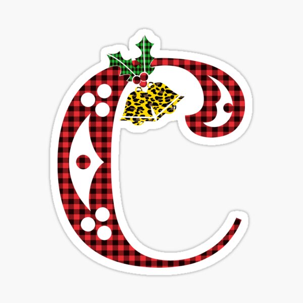 "Alphabet Letter C, Leopard Buffalo Plaid Christmas Design" Sticker for ...