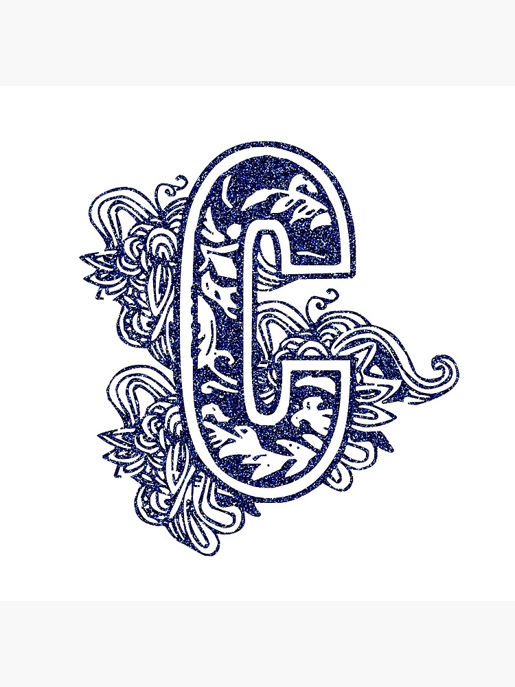 "Blue glitter floral letter C" Art Print by DarkArtStudio | Redbubble