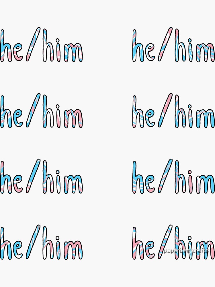 "he/him pronoun sticker sheet (trans edition)" Sticker for Sale by ...