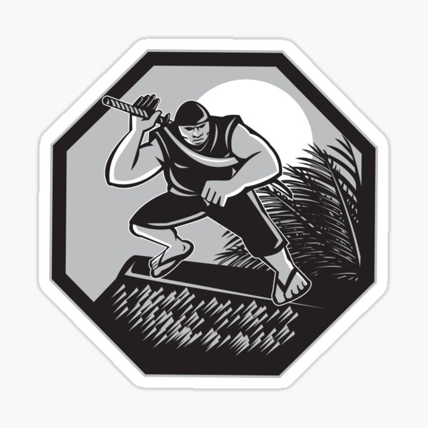 "Samoan Ninja on top of Nipa Hut Retro" Sticker for Sale by patrimonio ...