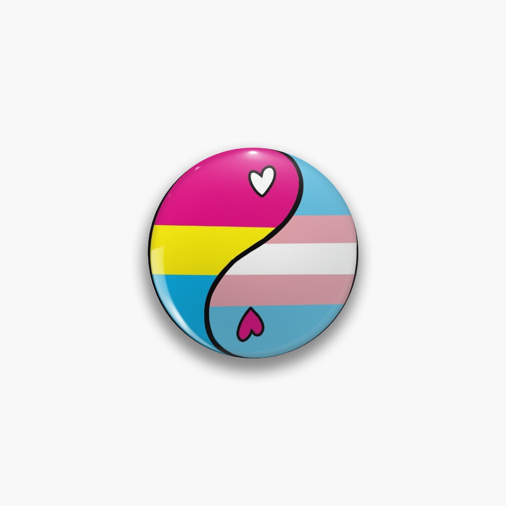 "Trans Pan Pansexual Transgender Cute LGBTQ+ Pride Yin Yang" Pin for ...