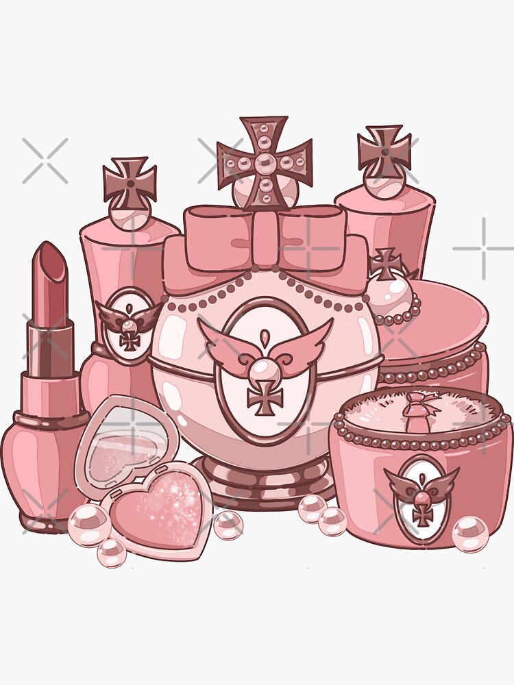 "Cute pink vintage style makeup set" Sticker for Sale by AnGoArt ...