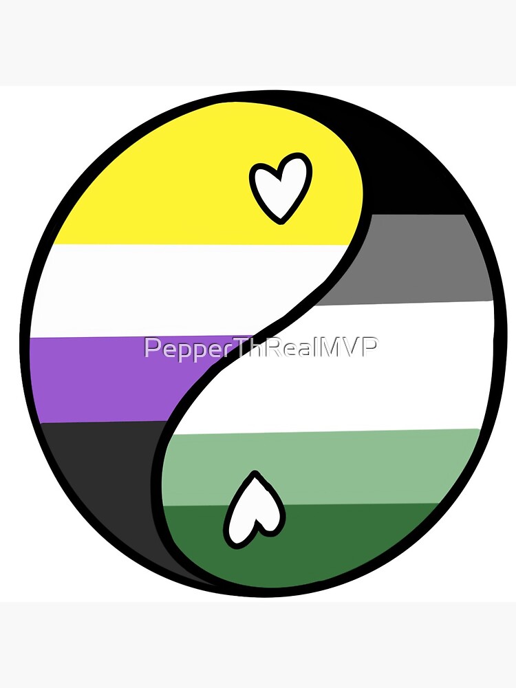 "Non-binary Aromantic Enby Aro Yin Yang Cute LGBTQ+ Pride Flag ...