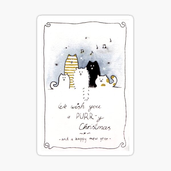 "Purr-y Christmas" Sticker for Sale by jokergirl | Redbubble