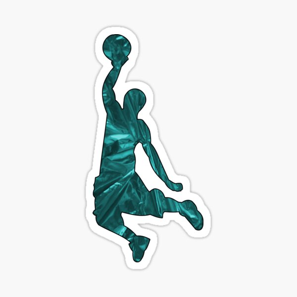 "Turqoise Dunking Basketball Silhouette" Sticker for Sale by RolikaPod ...