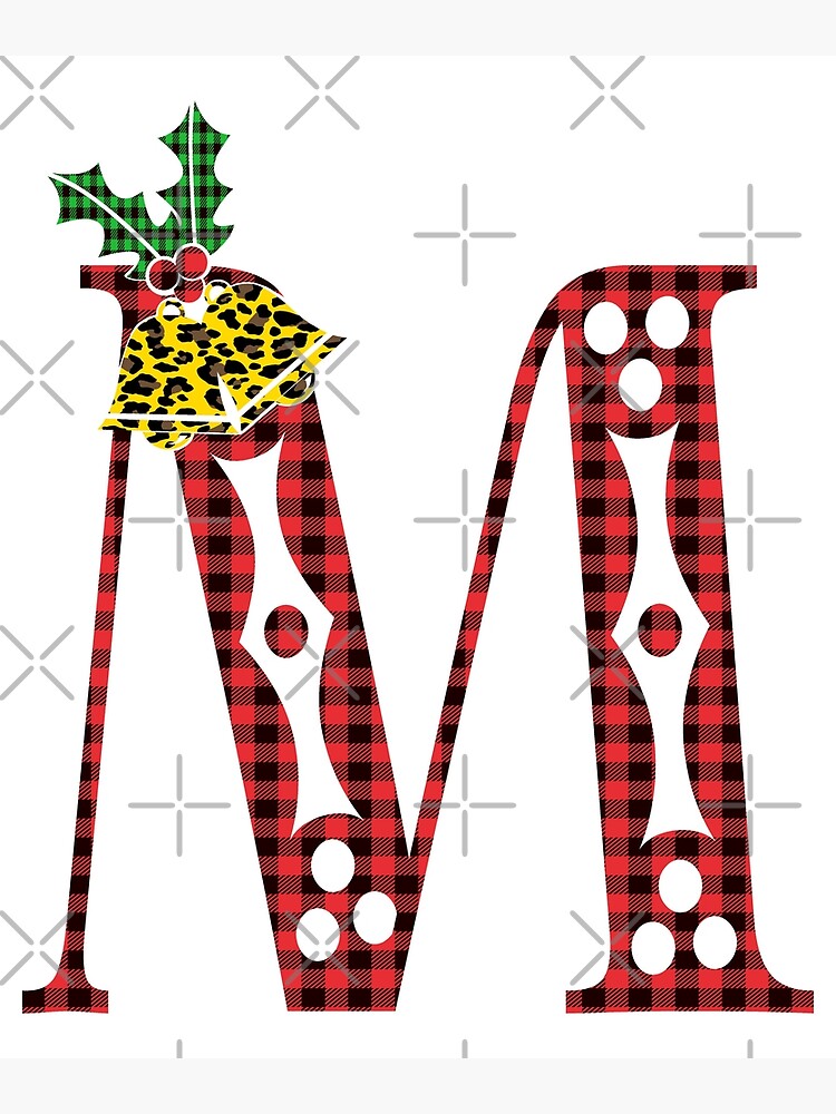 "Alphabet Letter M, Leopard Buffalo Plaid Christmas Design" Poster for ...