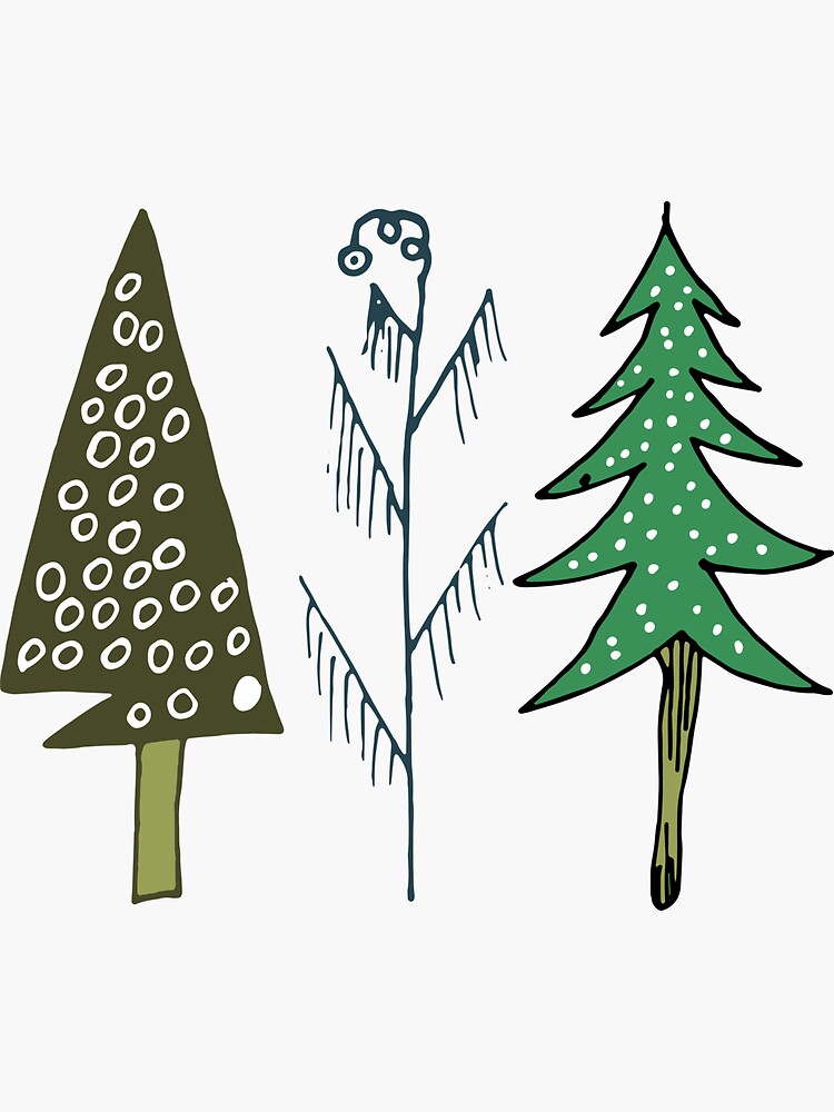 "Green Holly Jolly Christmas Trees - Red" Sticker for Sale by ...