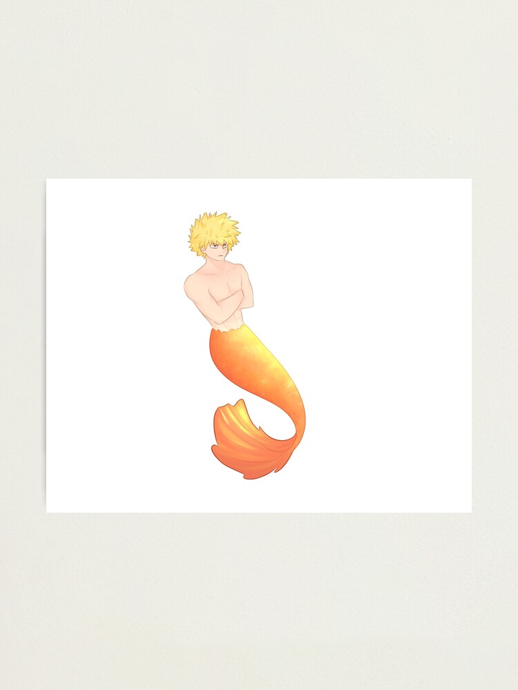 "Mermaid Bakugo from BNHA" Photographic Print by Pbanjelly | Redbubble