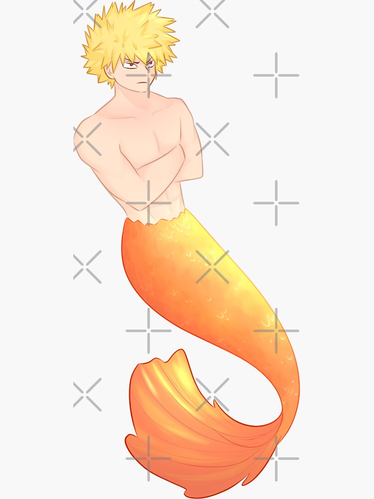 "Mermaid Bakugo from BNHA" Sticker by Pbanjelly | Redbubble