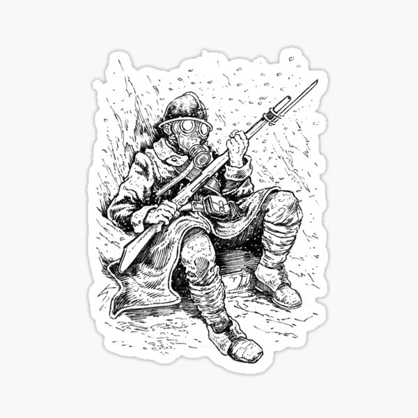 "In the Trenches" Sticker by VikingDrawings | Redbubble