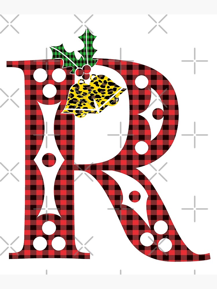 "Alphabet Letter R, Leopard Buffalo Plaid Christmas Design" Poster by ...