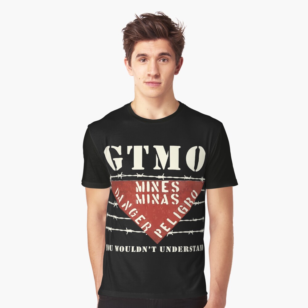 "GTMO Land Mine Barbed Wire Sign - Guantanamo Bay Cuba" Classic T-Shirt ...