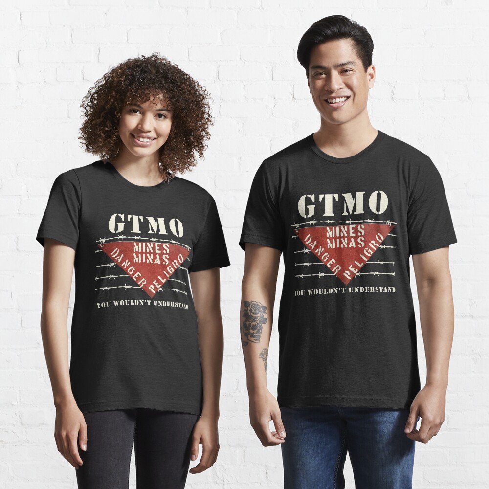 "GTMO Land Mine Barbed Wire Sign - Guantanamo Bay Cuba" T-shirt for ...