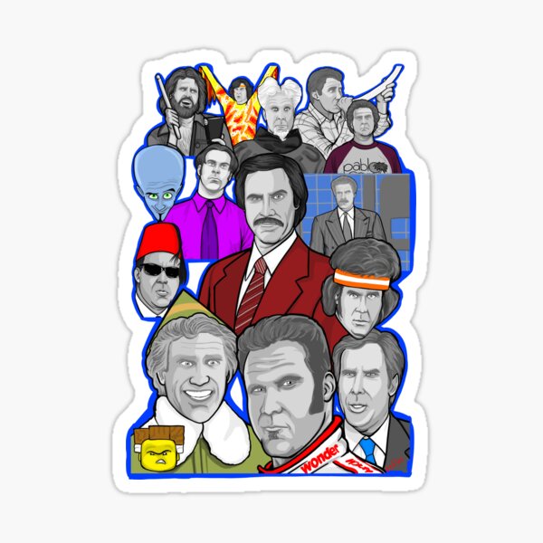"Will Ferrell collage art tribute" Sticker for Sale by gjnilespop ...