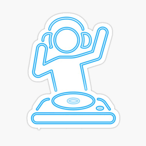 "Blue DJ neon sign style design" Sticker for Sale by Surfdavedesigns ...