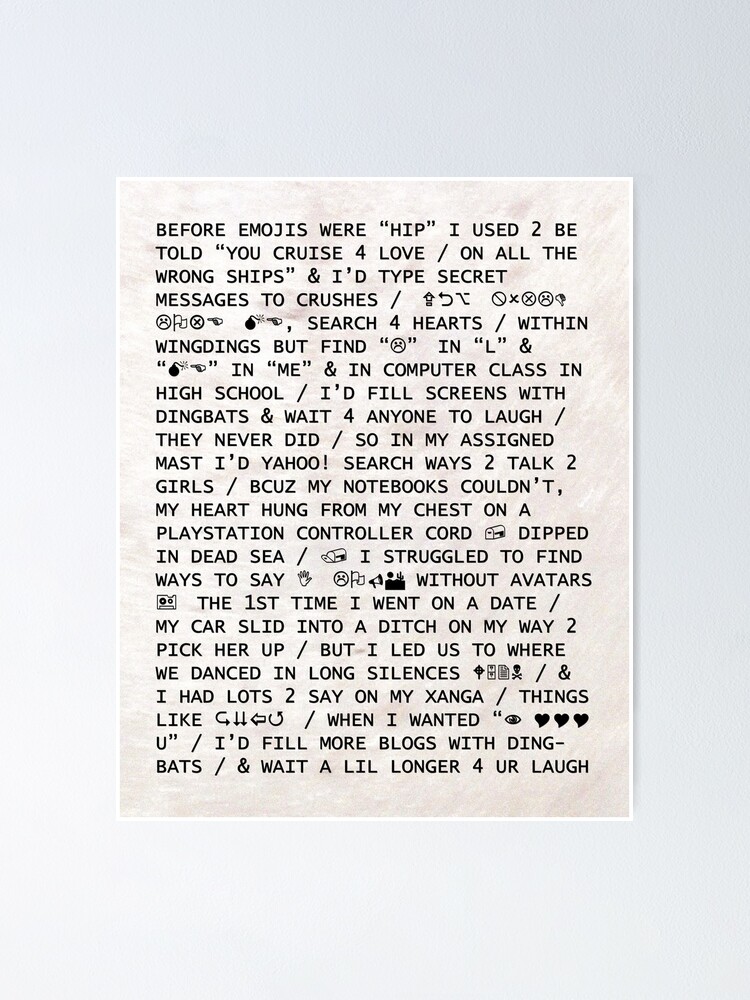 "Wingdings Poem" Poster for Sale by JCJPoetry | Redbubble