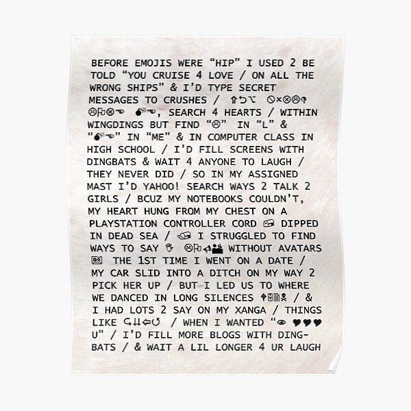 "Wingdings Poem" Poster for Sale by JCJPoetry | Redbubble