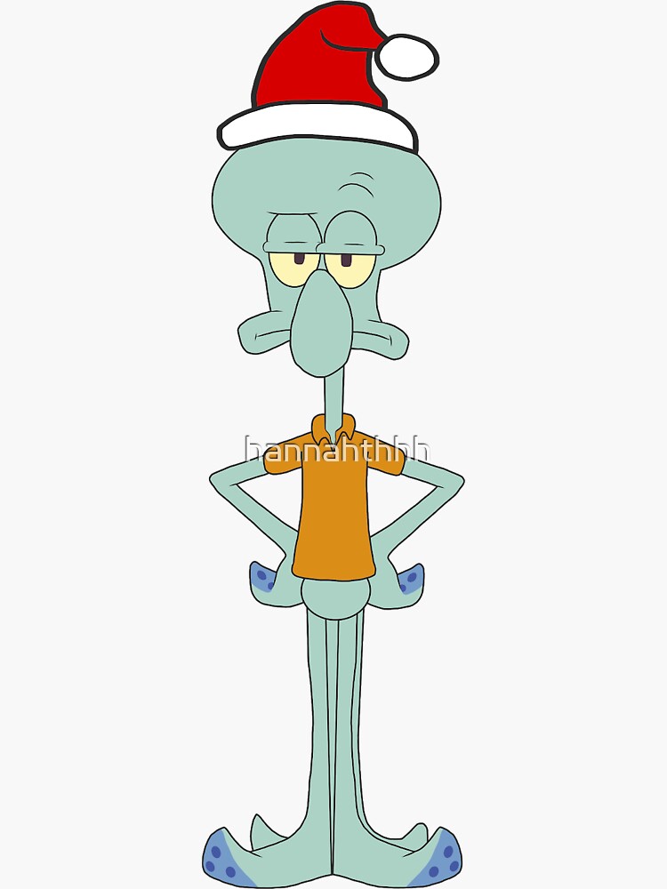 "Santa Squidward" Sticker for Sale by hannahthhh | Redbubble