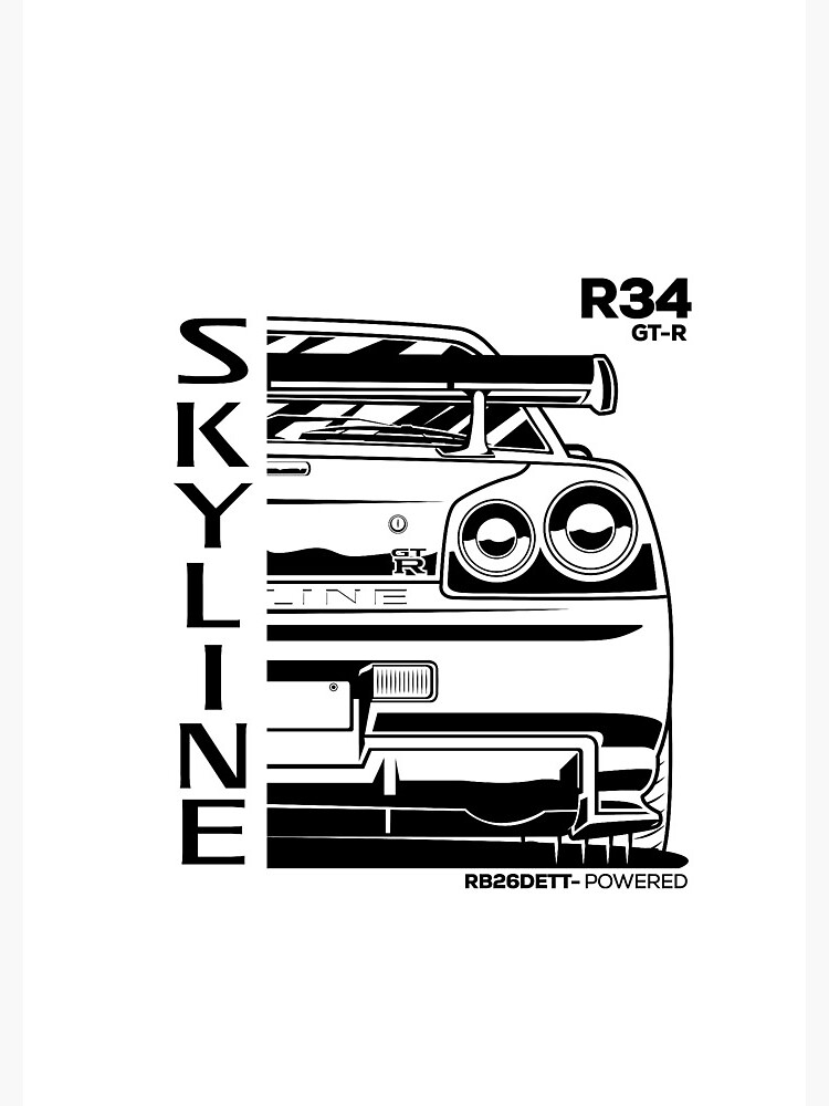 "Nissan Skyline R34 GT-R silhouette" Spiral Notebook for Sale by ...