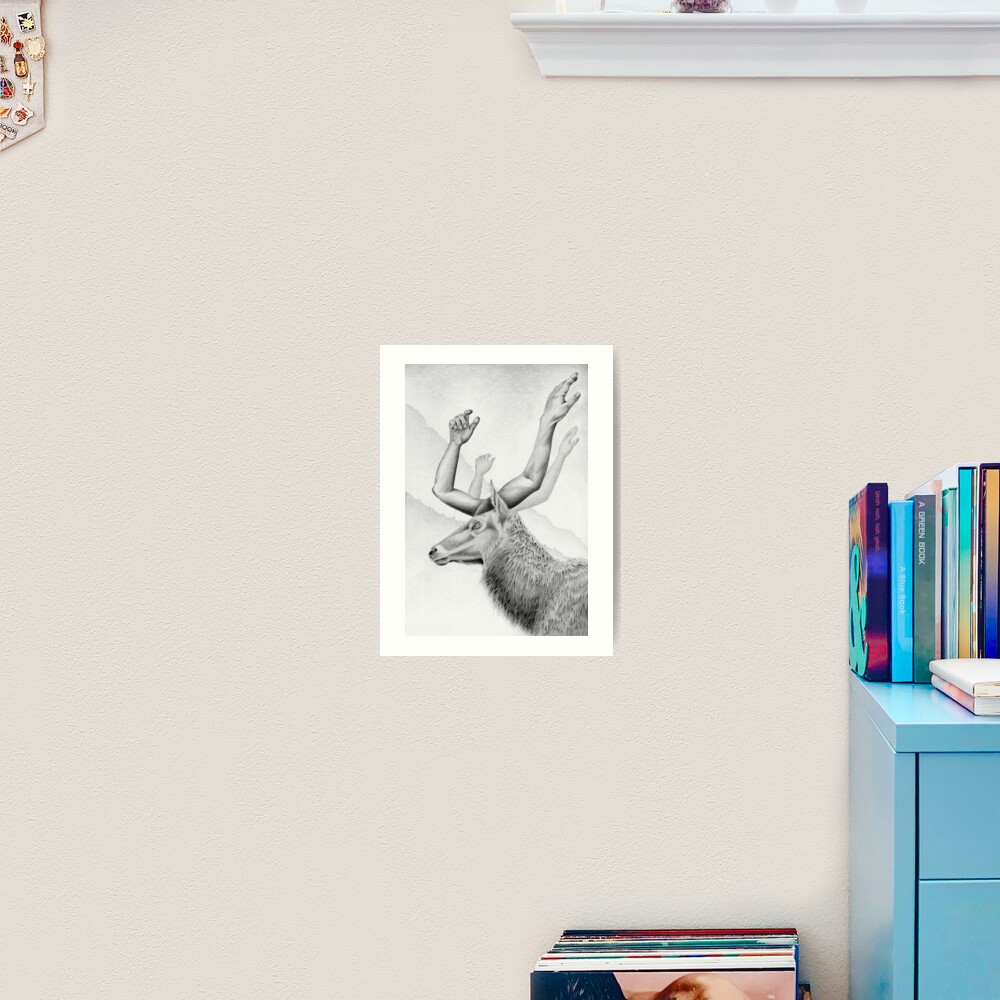 "HANDsome Deer Graphite Pencil Drawing" Art Print for Sale by anilatac ...