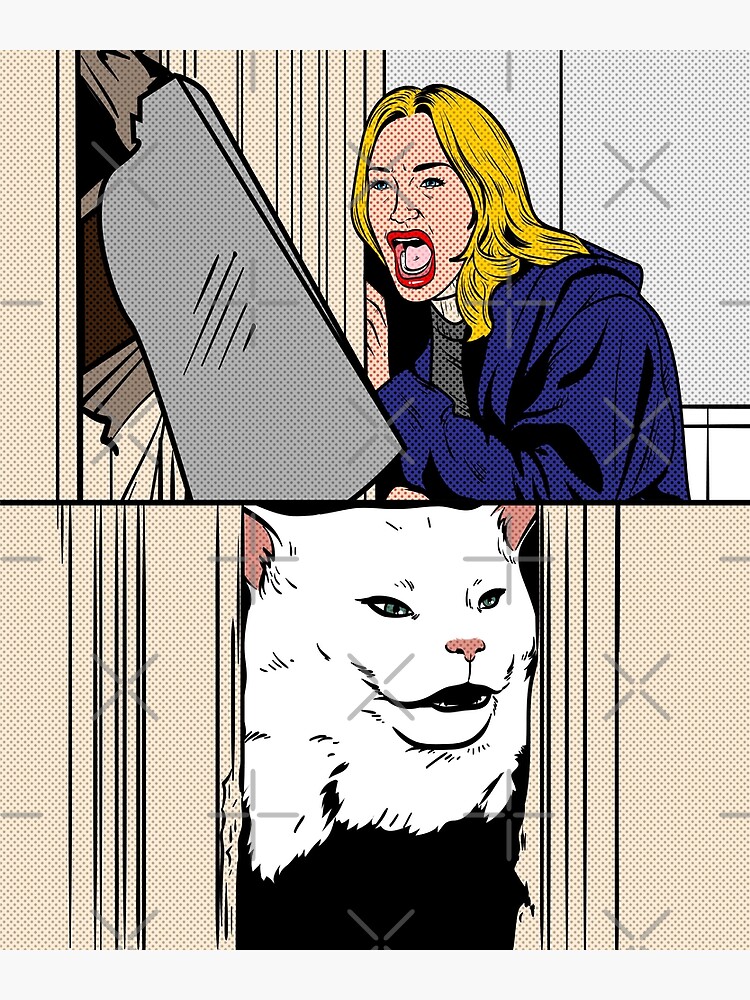 "Woman Yelling at Cat Meme Dinner Table Salad " Photographic Print by ...