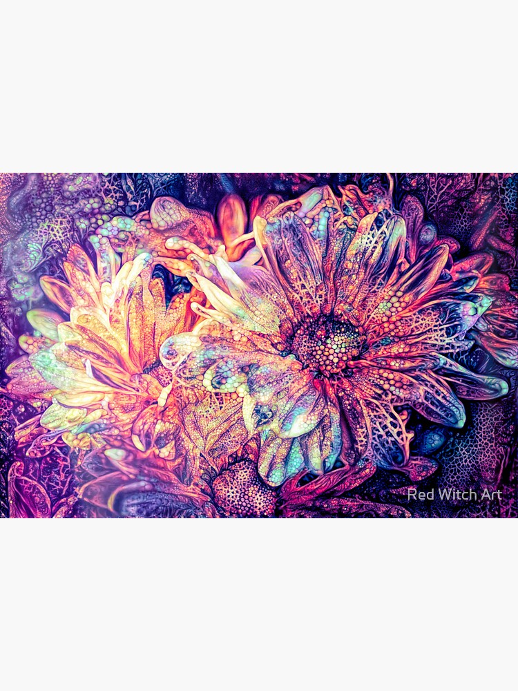 "Fractal daisy flowers" Sticker for Sale by redwitchart | Redbubble
