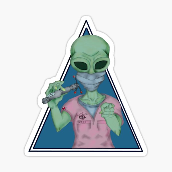 "alien nurse" Sticker by Dougfrese | Redbubble
