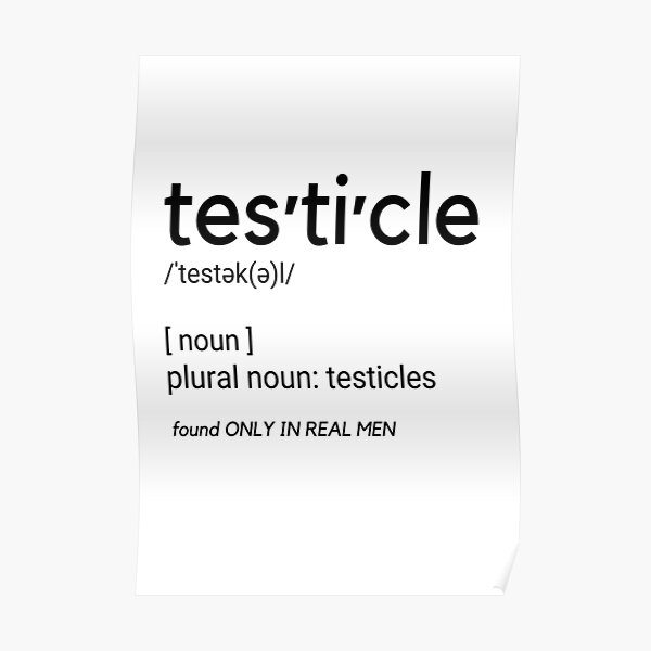 "tes·ti·cle Definition" Poster for Sale by BadCutTees | Redbubble