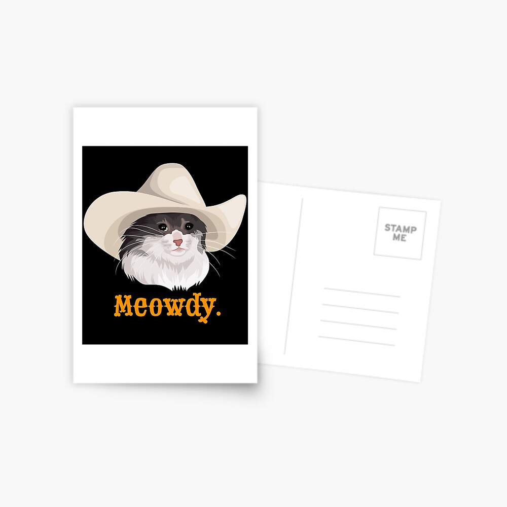 "Sad Cat Wearing a Cowboy Hat Meme" Postcard for Sale by CelestialHCO ...