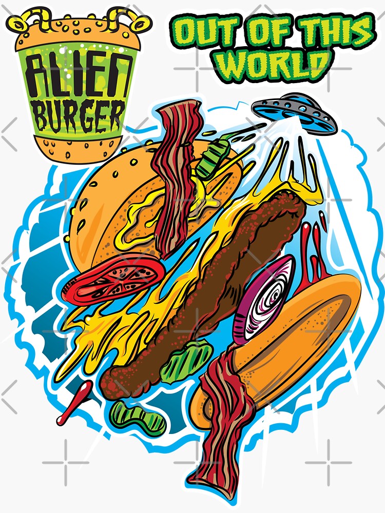 "Alien Abduction Cheese Burger by eShirtLabs" Sticker for Sale by ...