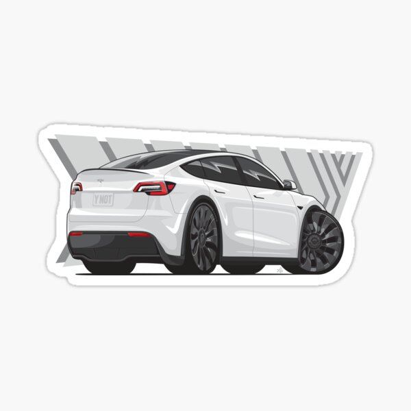 "Tesla Model Y Performance in White" Sticker by GigawattArt | Redbubble