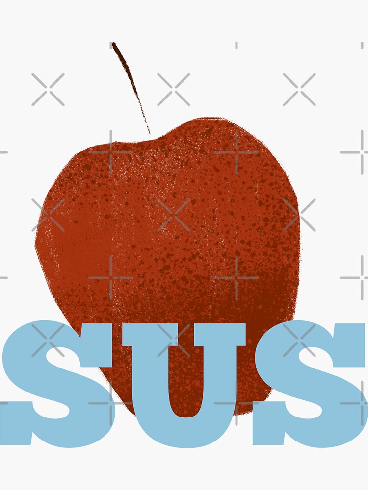 "among us - red is sus - suspicious - apple" Sticker for Sale by ...