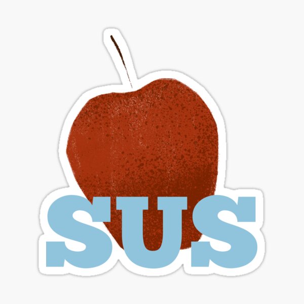 "among us - red is sus - suspicious - apple" Sticker for Sale by ...